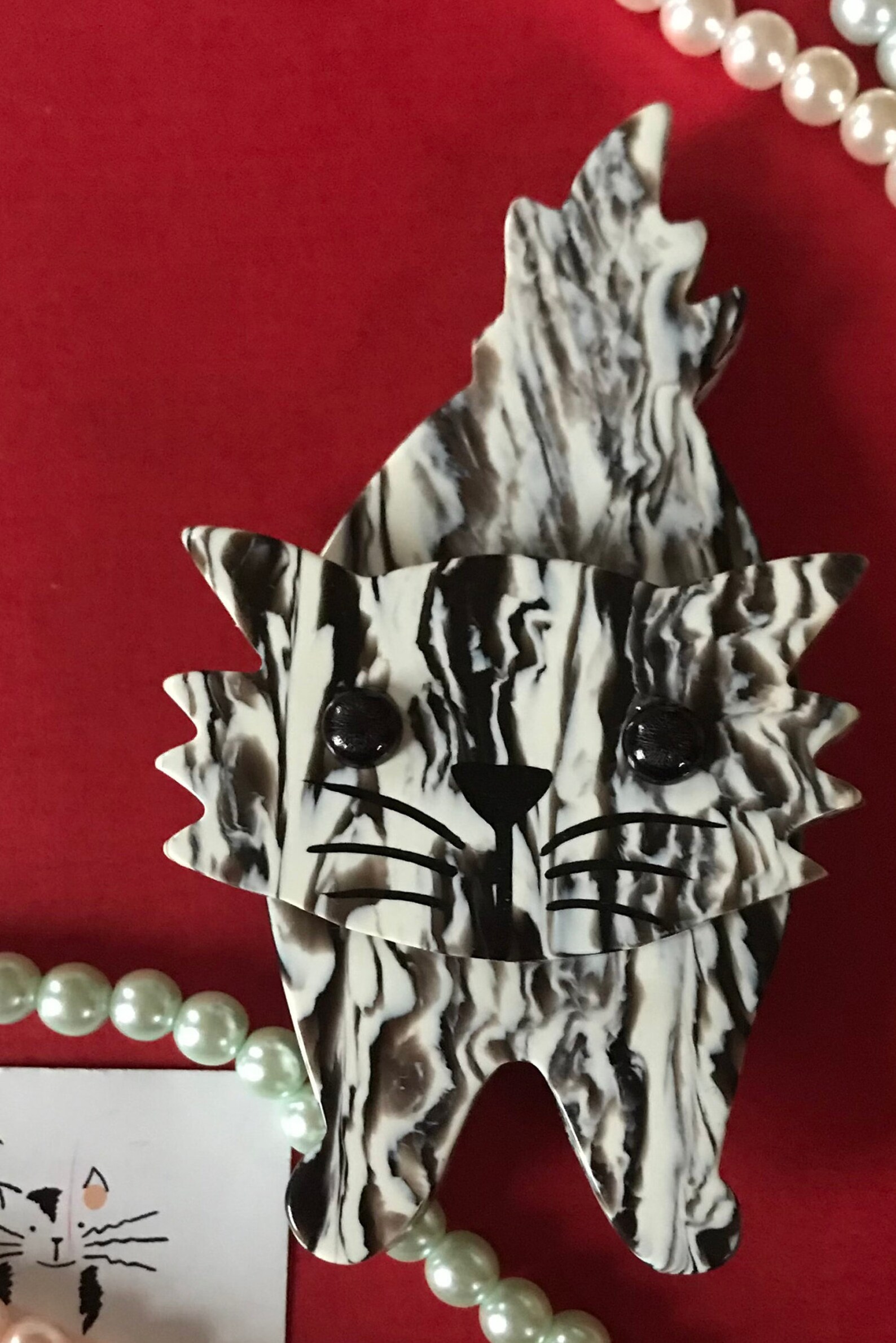 Marie-christine PAVONE Broche Chat Roc Rayures Handmade Streaky Marbled ...