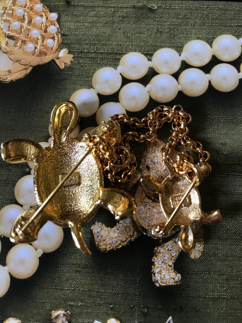 Joan Rivers Signed Vintage Turtle & Baby Turtle Chatelaine | Etsy