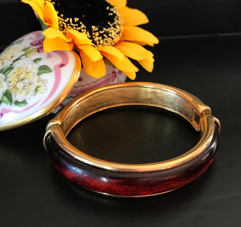 Joan Rivers Cuff Bracelet Faux Tortoise Hinged Gold Metal 2 | Etsy