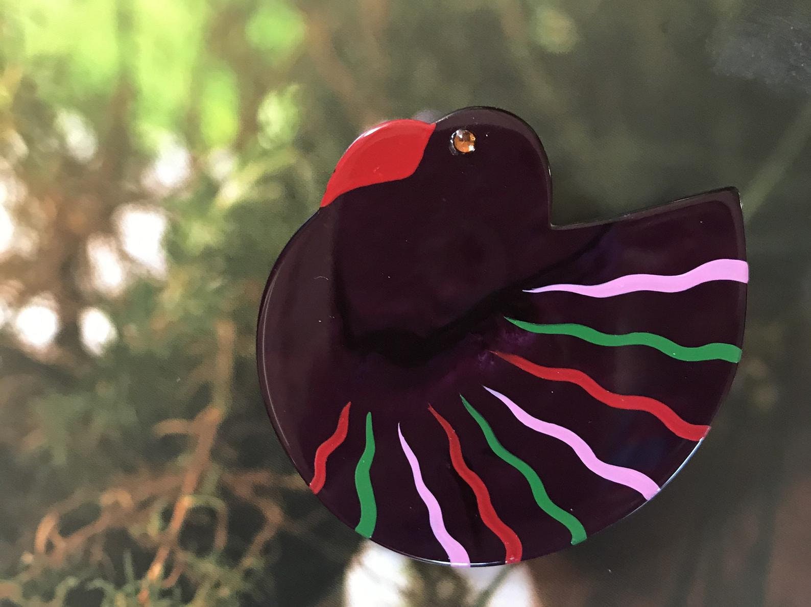 Marie-christine PAVONE Broche Tourterelle Violet Handmade Marbled ...