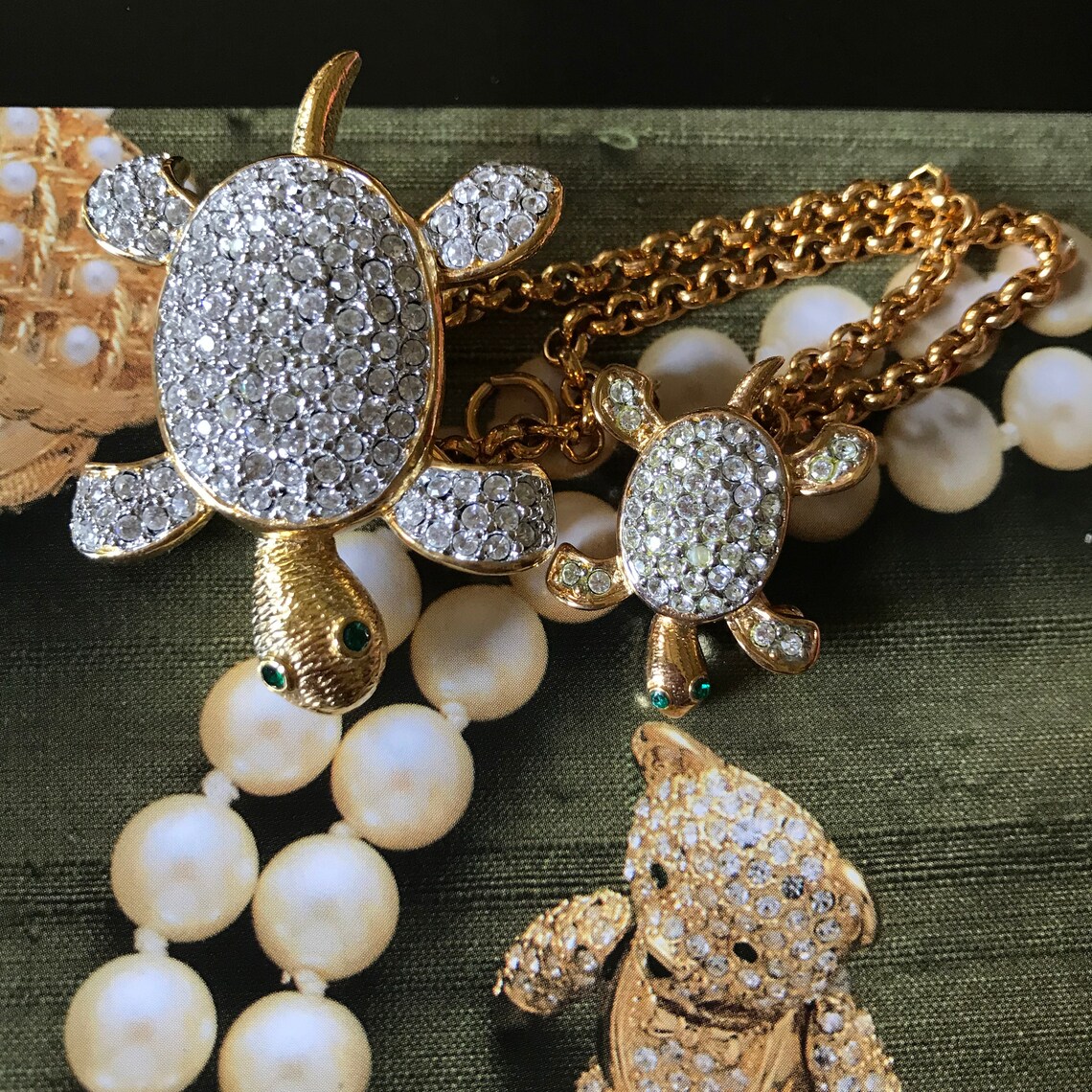 Joan Rivers Signed Vintage Turtle & Baby Turtle Chatelaine | Etsy