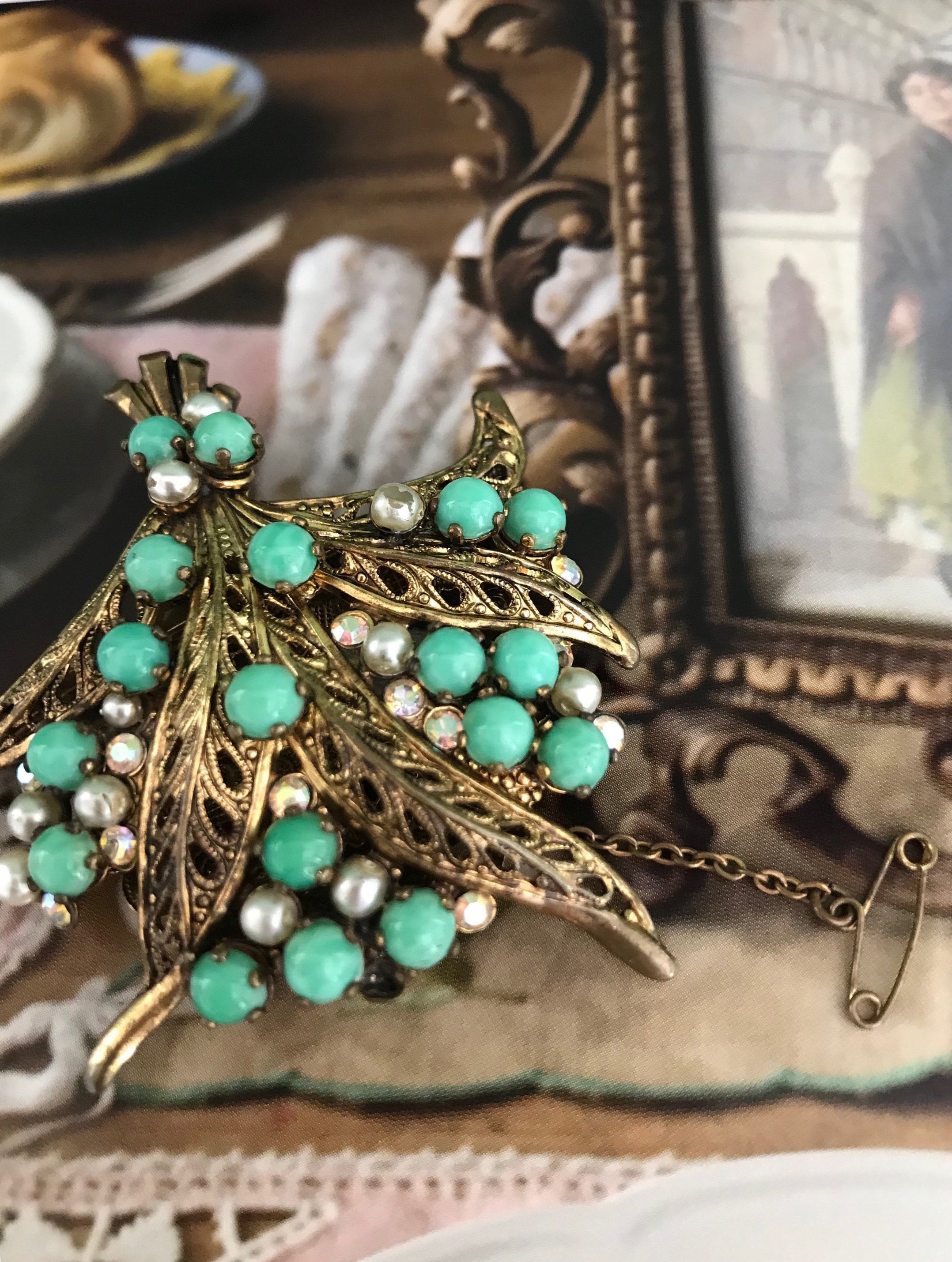 Antique Old European Victorian Turquoise Faux Pearl & Aurora | Etsy
