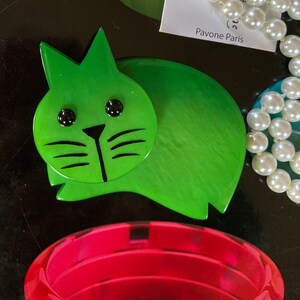 Marie-christine PAVONE Broche Chat Dodu Vert Handmade Marbled Green ...
