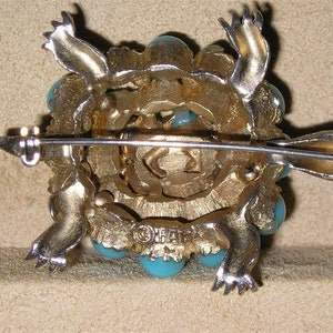 HAR Signed 3 Dimensional Whimsical Turtle Brooch Faux Turquoise and ...