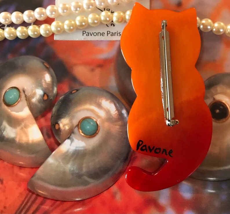 Marie-christine PAVONE Broche Chat Léon Orange Handmade Marbled Orange ...
