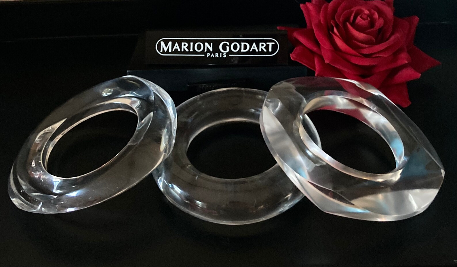 MARION GODART Paris Chunky Lean Clear Art Glass Resin Donut Bangle ...