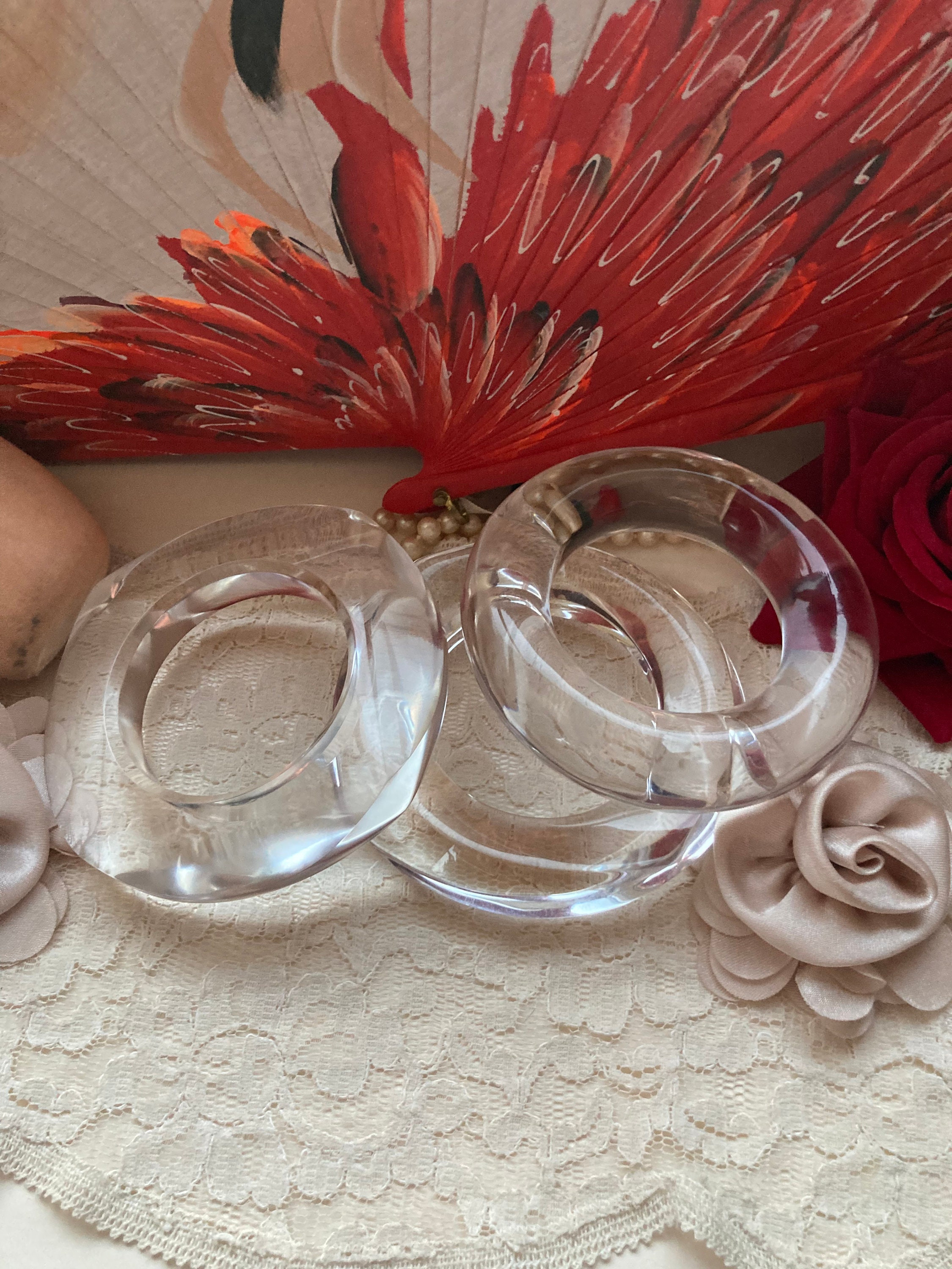 MARION GODART Paris Chunky Lean Clear Art Glass Resin Donut Bangle ...