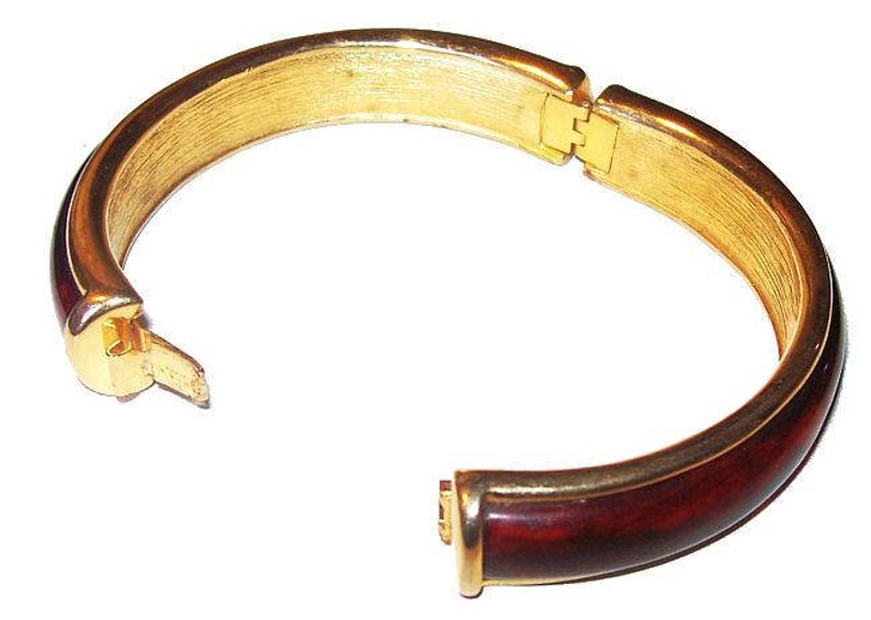 Joan Rivers Cuff Bracelet Faux Tortoise Hinged Gold Metal 2 - Etsy