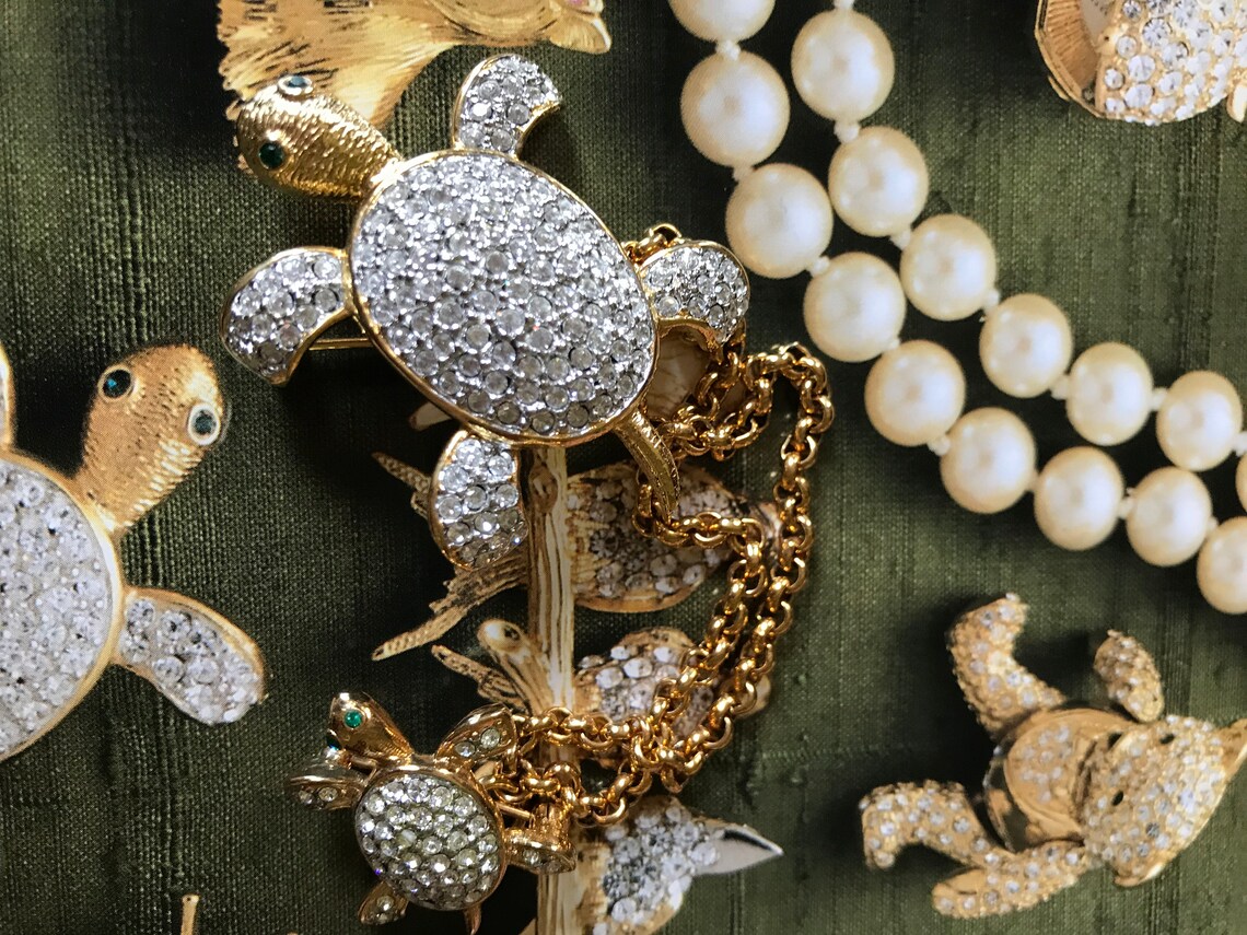 Joan Rivers Signed Vintage Turtle & Baby Turtle Chatelaine | Etsy