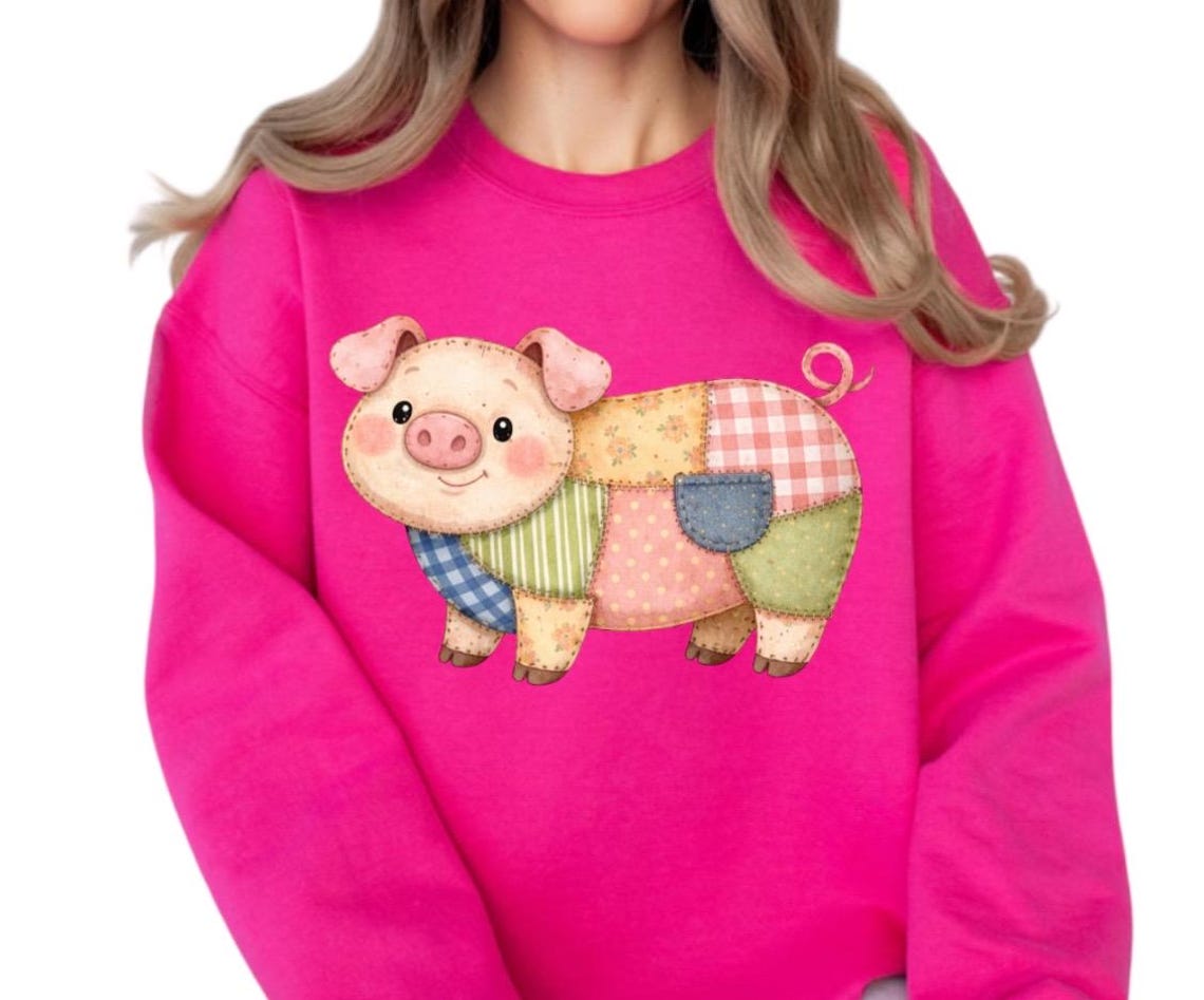 Vintage Patchwork Pig Tshirt/sweatshirt - Etsy