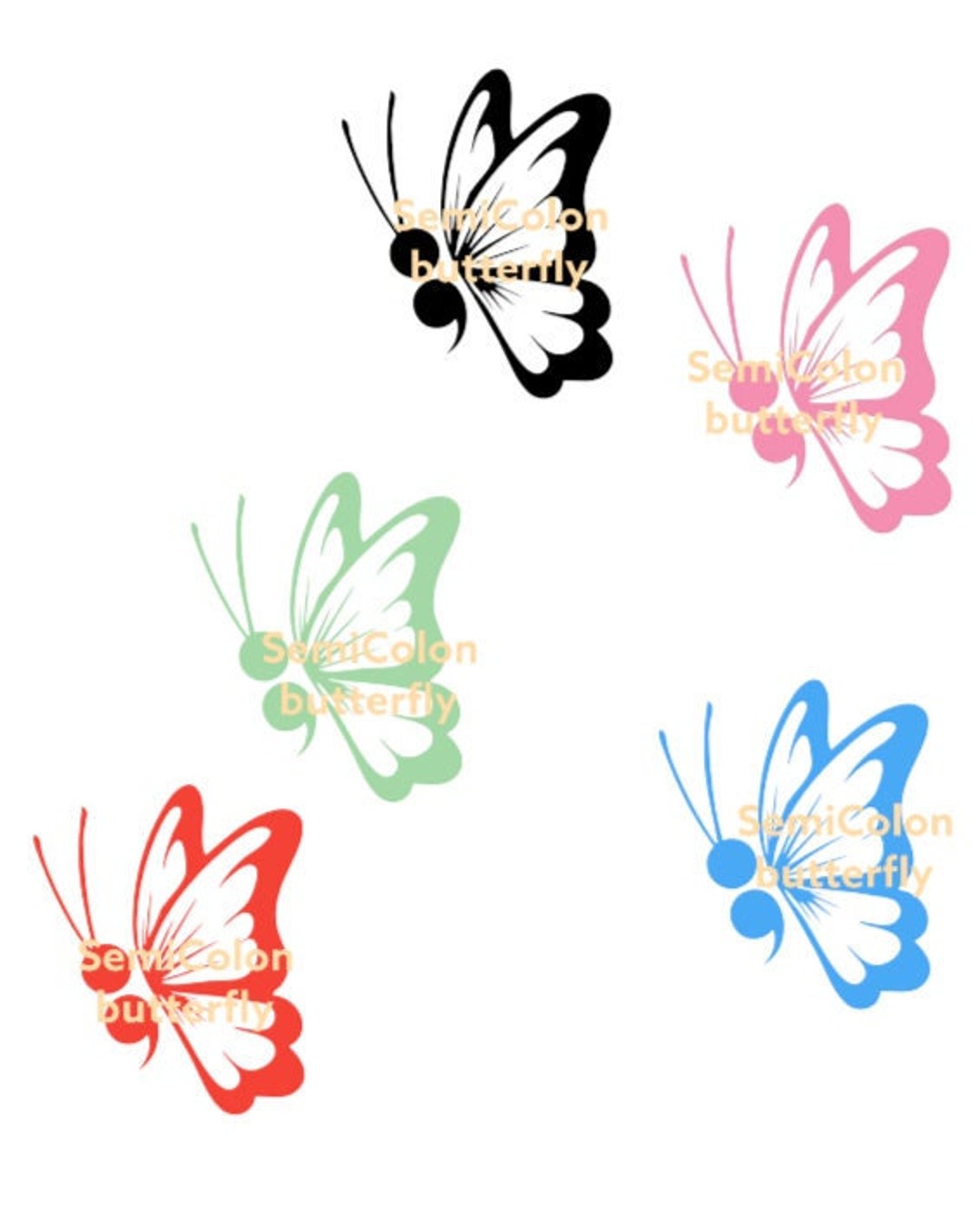 Semicolon Butterfly Vinyl Decal, Mental Health Awareness - Etsy