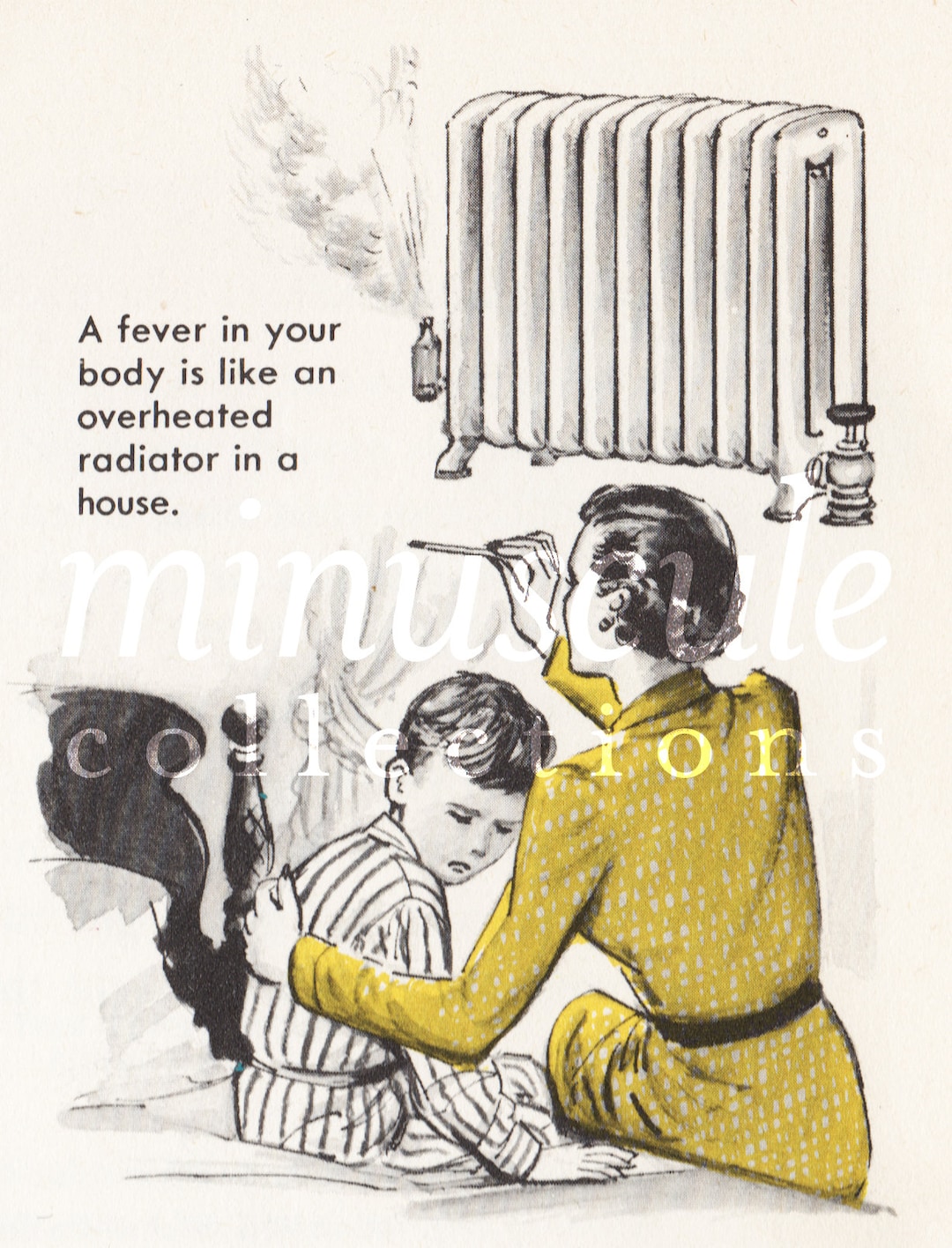 Vintage Fever PNG JPG Illustration, Vintage Medical Clipart Digital ...