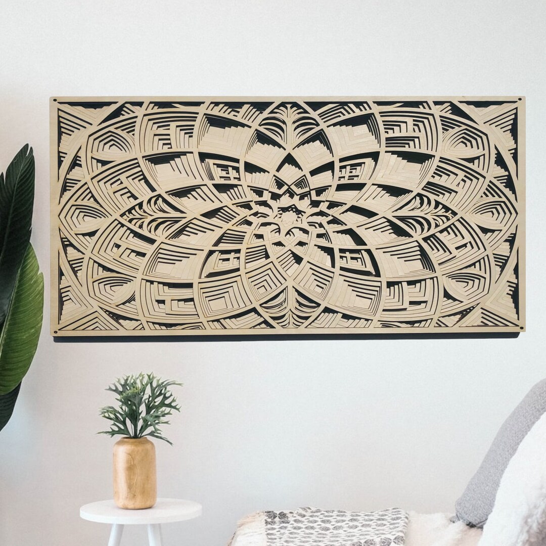 MIAGILASER Wood Mandala, Eclipse Mandala, Large, Birch Mandala,, Multi ...
