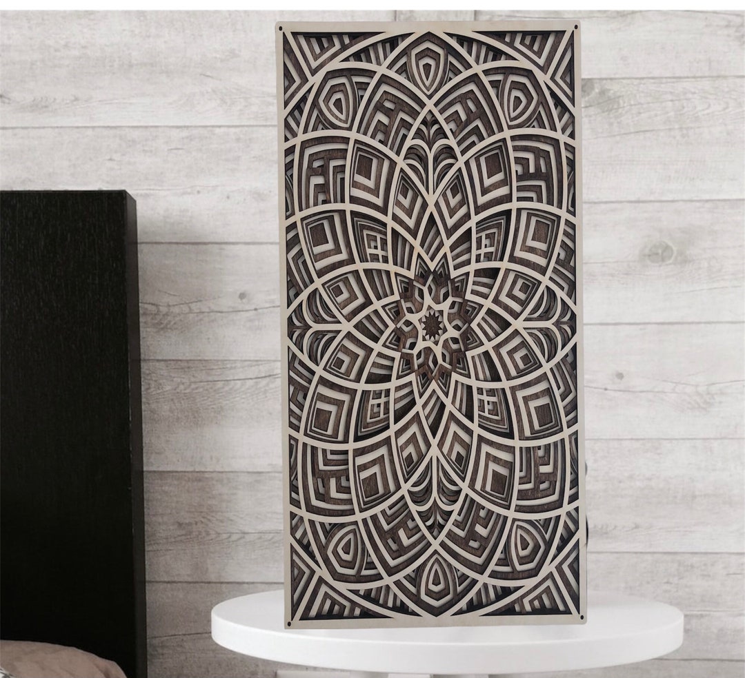 MIAGILASER Wood Mandala, Eclipse Mandala, Birch Mandala, 6 Layer, Multi ...