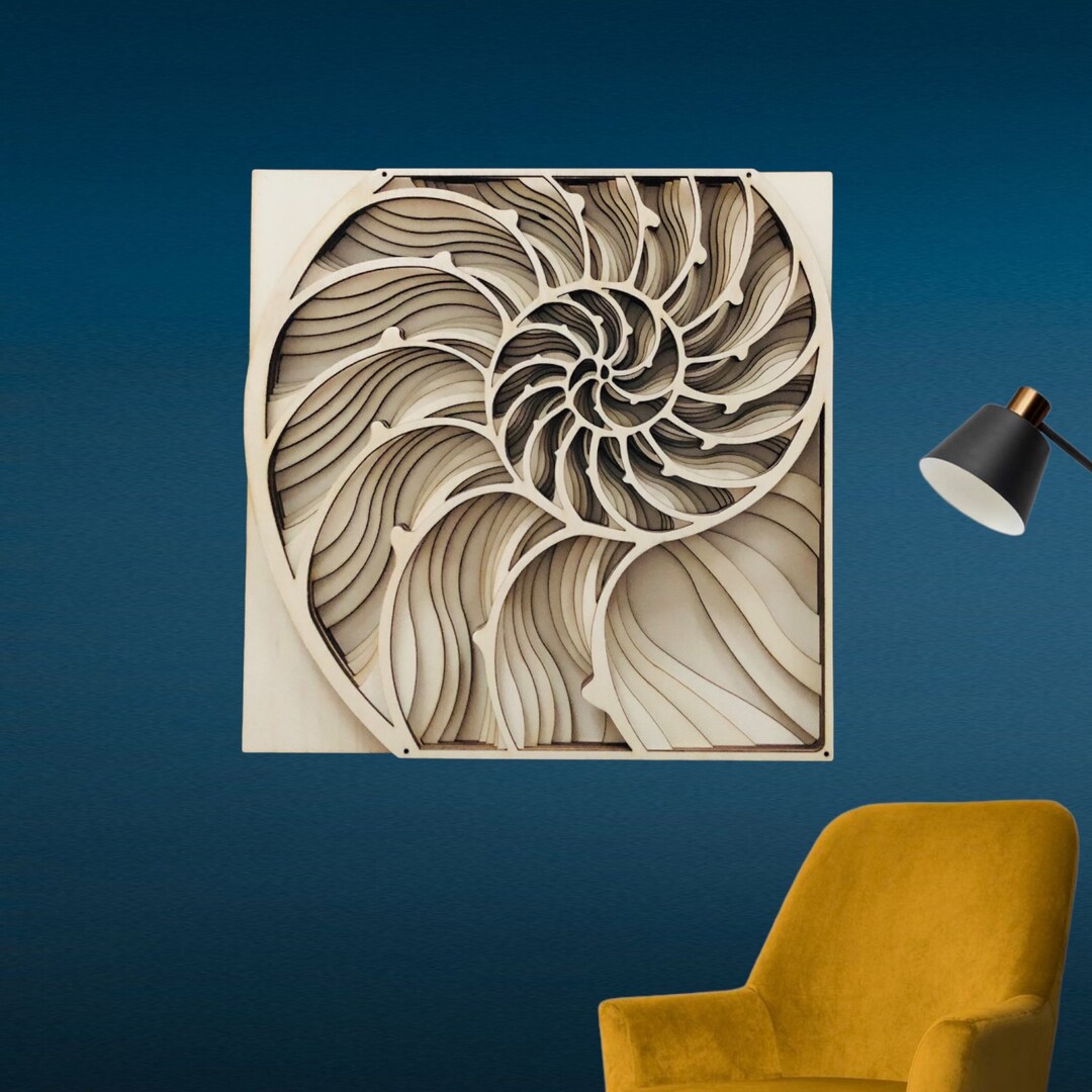 MIAGILASER Nautilus Shell Wood Mandala: 3D Layered Wall Art, Home Decor ...