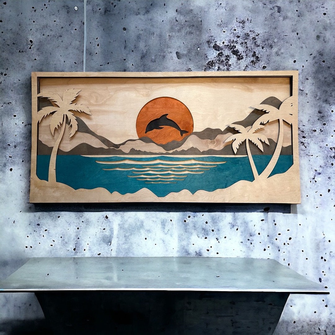 MIAGILASER Dolphin Sunset Layered Wall Decor, 9 Layer, Multi-layer Wall ...
