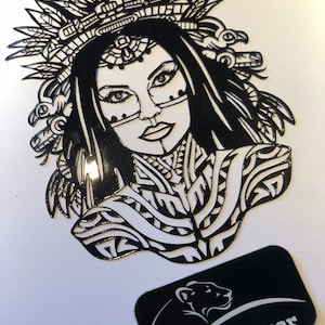 Aztec Queen Laser Cut Stencil, Goddess, Template, Reusable, Mylar Vinyl ...