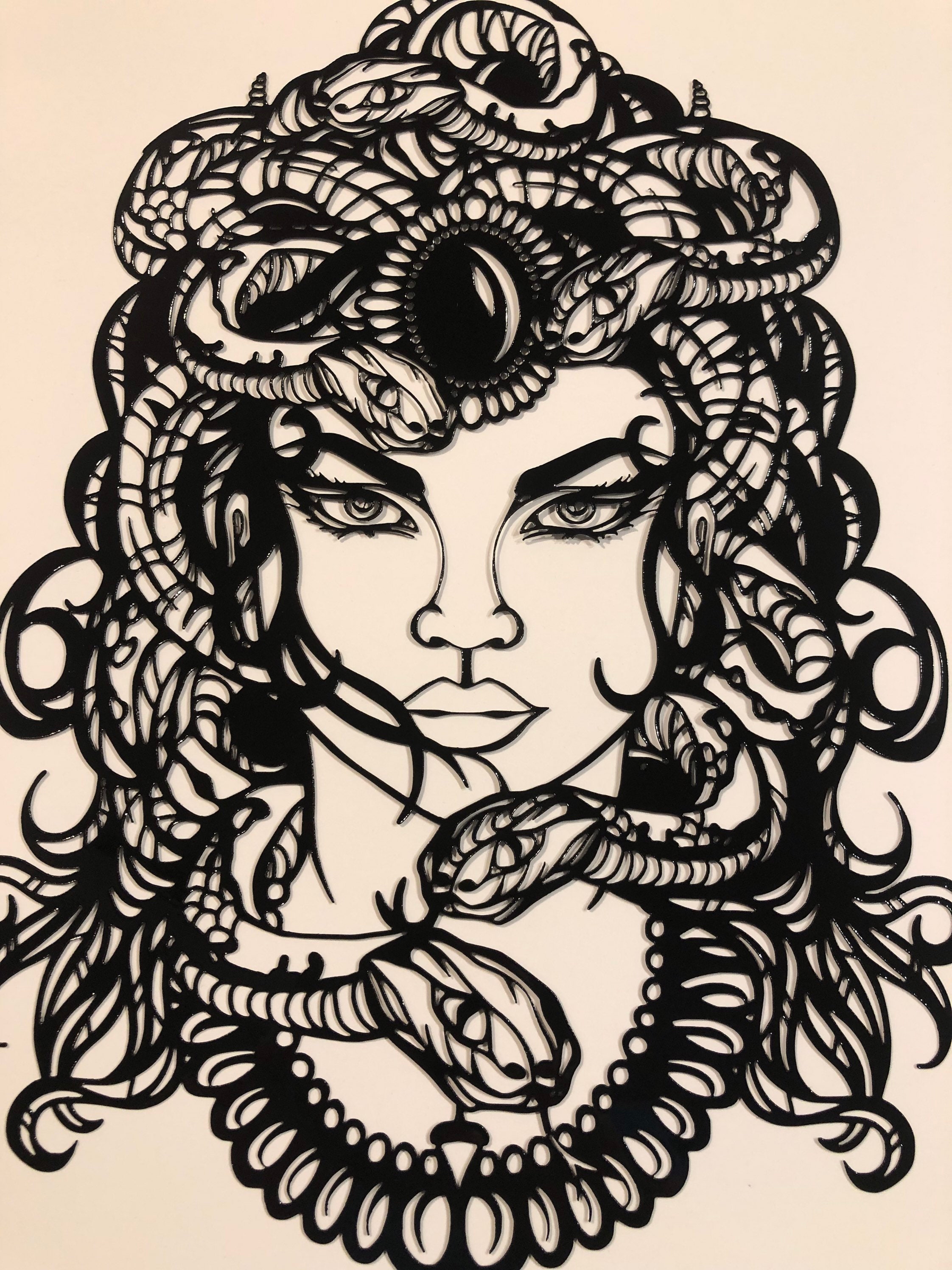 Medusa Laser Cut Stencil Medusa Template Greek Mythology - Etsy