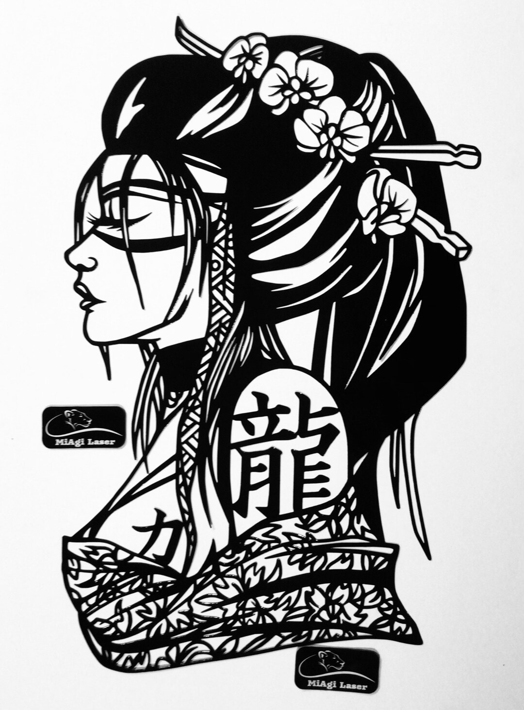 Tatsu Japanese Geisha Laser Cut Stencil, Japanese Dragon Template ...