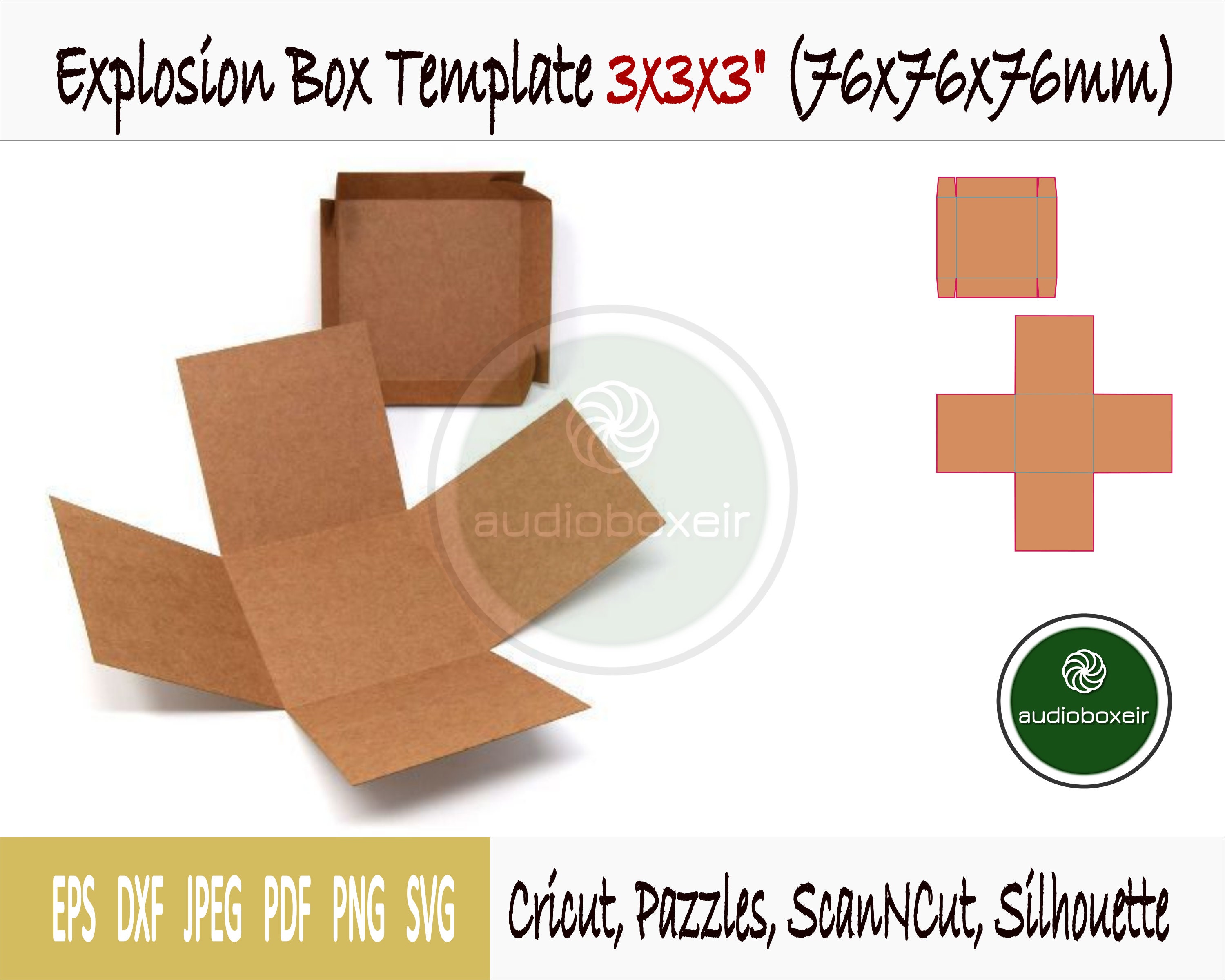 Template of Explosion Box 3x3x3 - Etsy