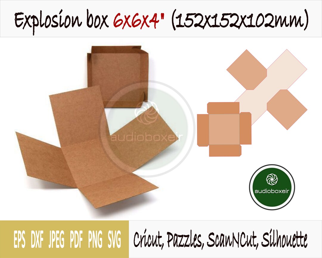 Template of Explosion Box 6x6x4 - Etsy UK