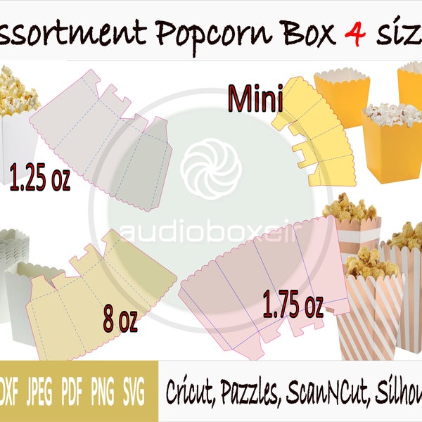 Popcorn Box Template - Etsy