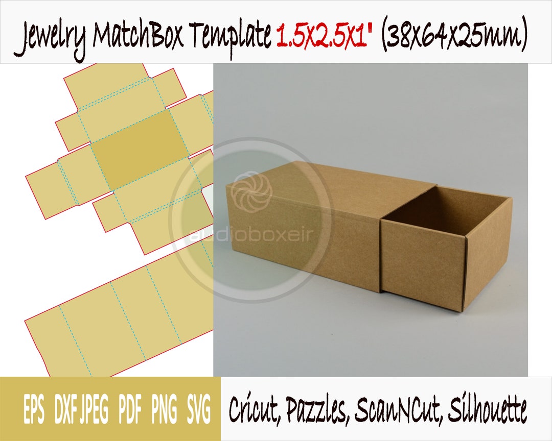 Template of Box for Jewelry With Sleeve (1.5"x2".5x1") - Etsy