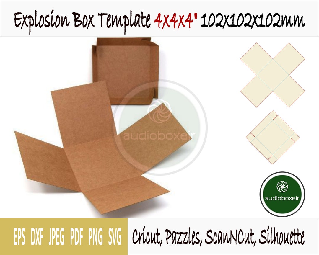 Template of Explosion Box (4"x4"x4") - Etsy