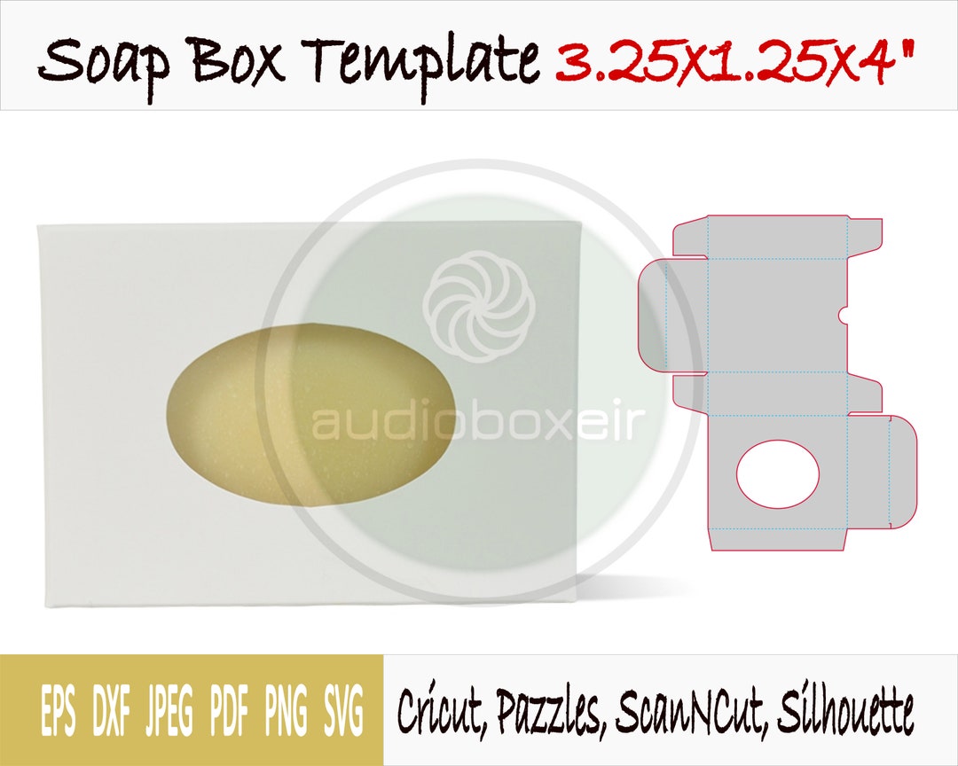 Template of Soap Box With Oval Window (3.25"x1.25"x4") - Etsy