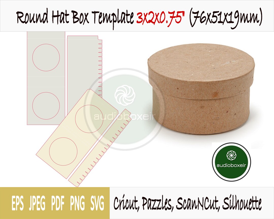 Template of Box for Round Hat (3"x2"x0.75") - Etsy