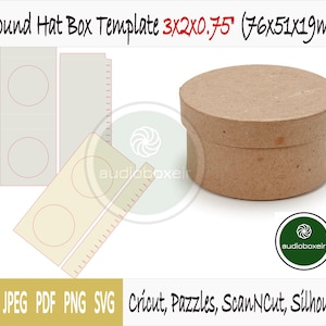 Template of Box for Round Hat (3"x2"x0.75") - Etsy