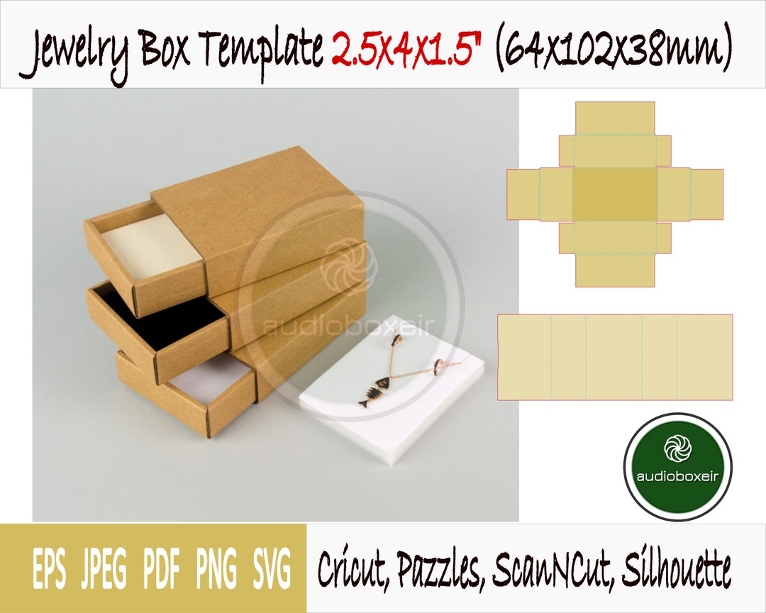 Template of Box for Jewelry With Sleeve (2.5"x4"x1.5") - Etsy
