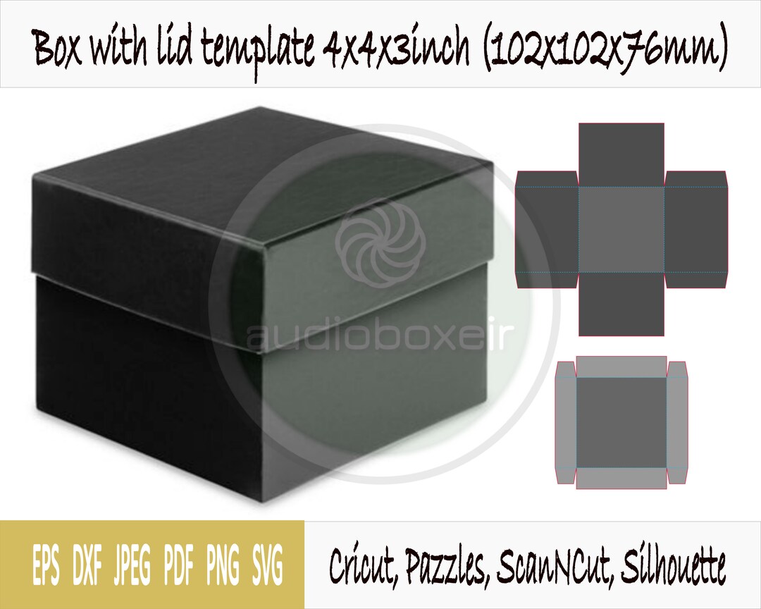 Template of Box With Lid 4x4x3 - Etsy