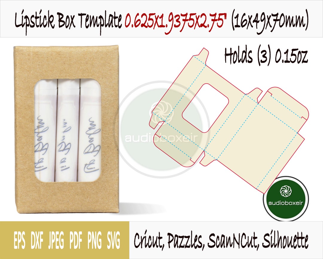 Template of Box for Lipstick With Window for 3 Tubes (0.625"x1.9275"x2 ...
