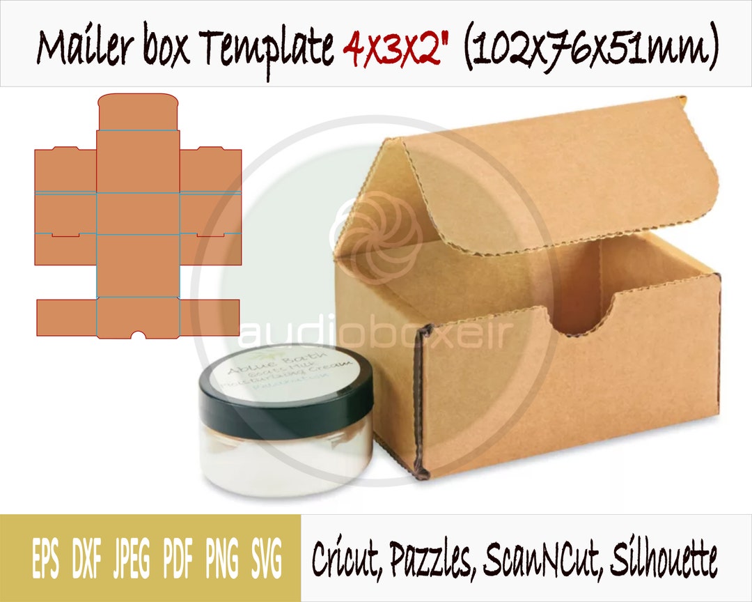 Template of Box Mailer (4"x3"x2") - Etsy