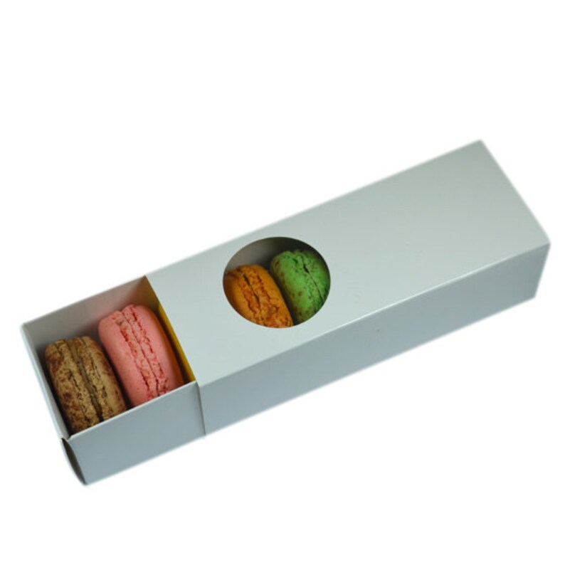 Template of Box for Macaron With Sleeve Round Window and 6 - Etsy