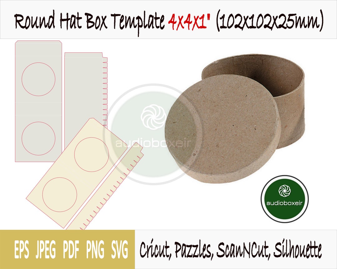 Template of Box for Round Hat (4"x4"x1") - Etsy
