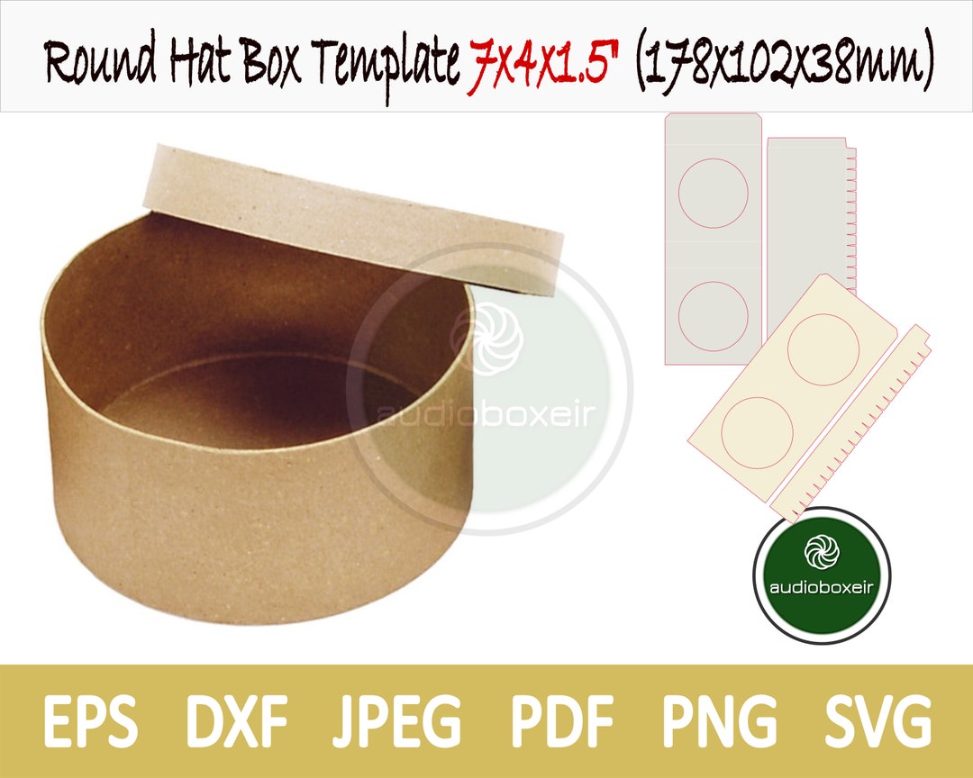 Template of Box for Round Hat (7"x4"x1.5") - Etsy