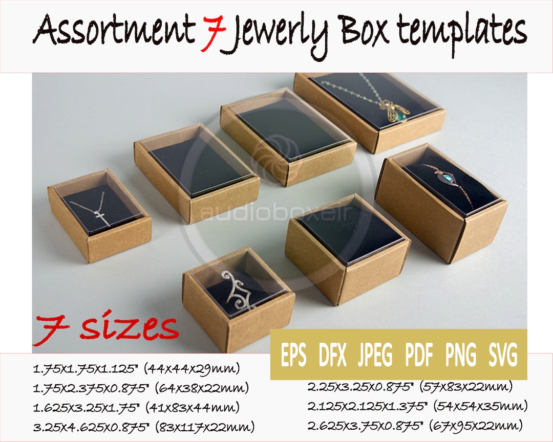Templates of 7 Sizes of Jewelry Box With Clear Lid - Etsy