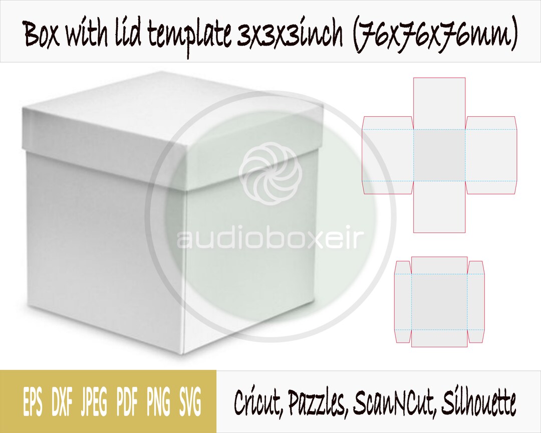 Template of Box With Lid 3x3x3 - Etsy