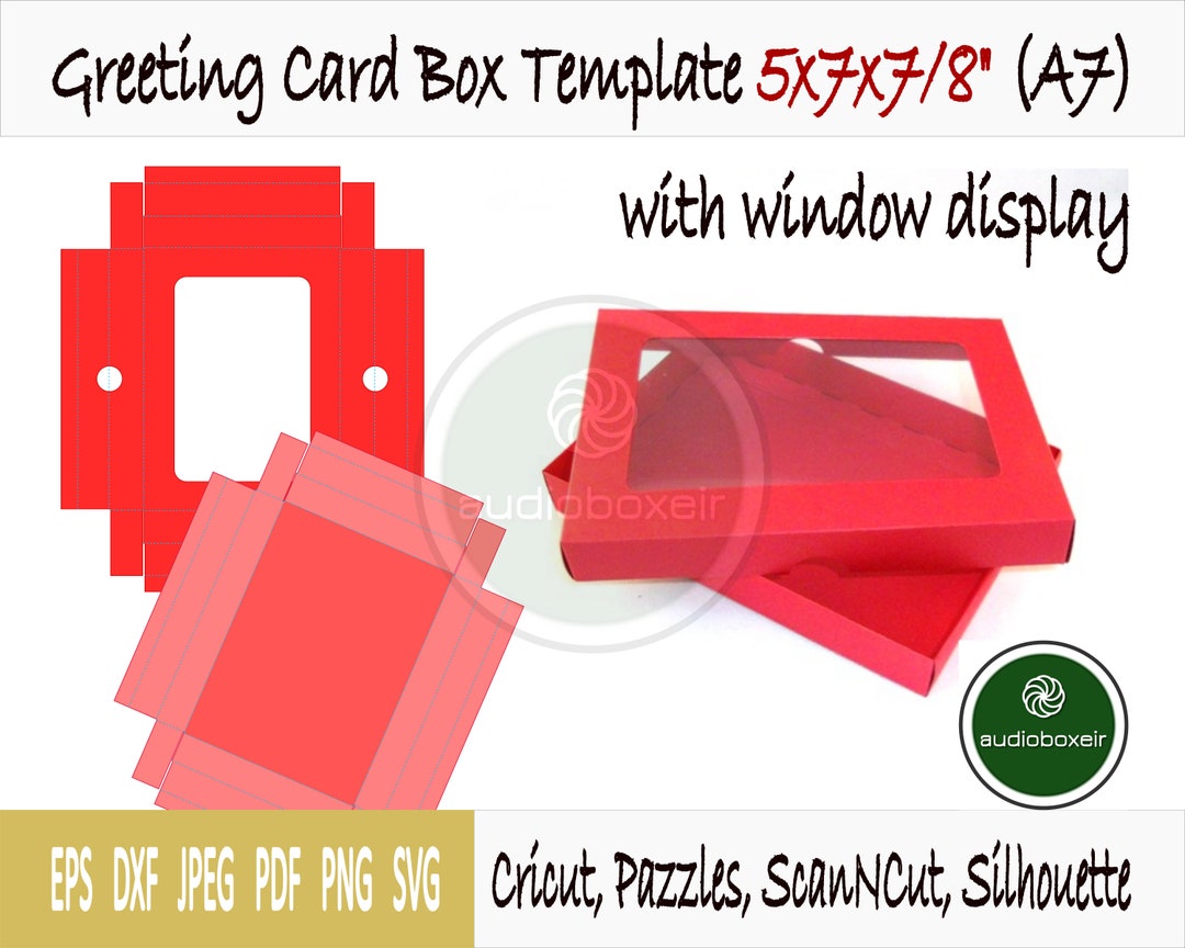 Template of Box for Greeting Card With Window (5"x7"x7/8") A7 - Etsy