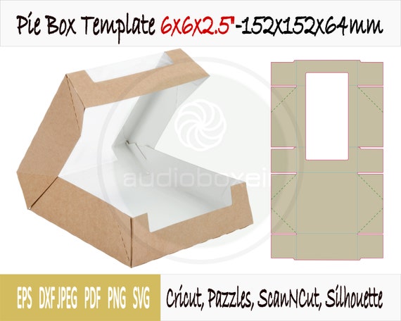 Pie Box Template 6x6x2.5 PDF SVG DXF Eps Jpg Png Die Cut | Etsy Ireland