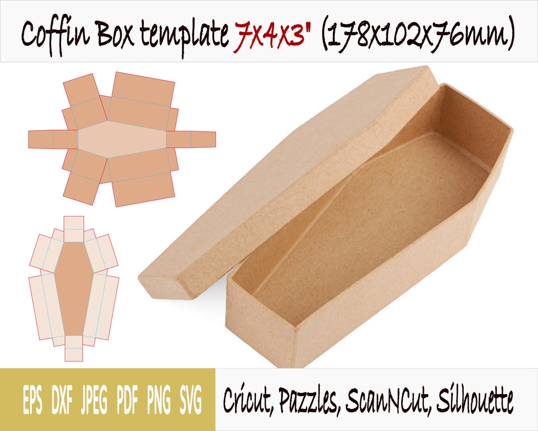 Template of Box of Coffin (7"x4"x3") - Etsy