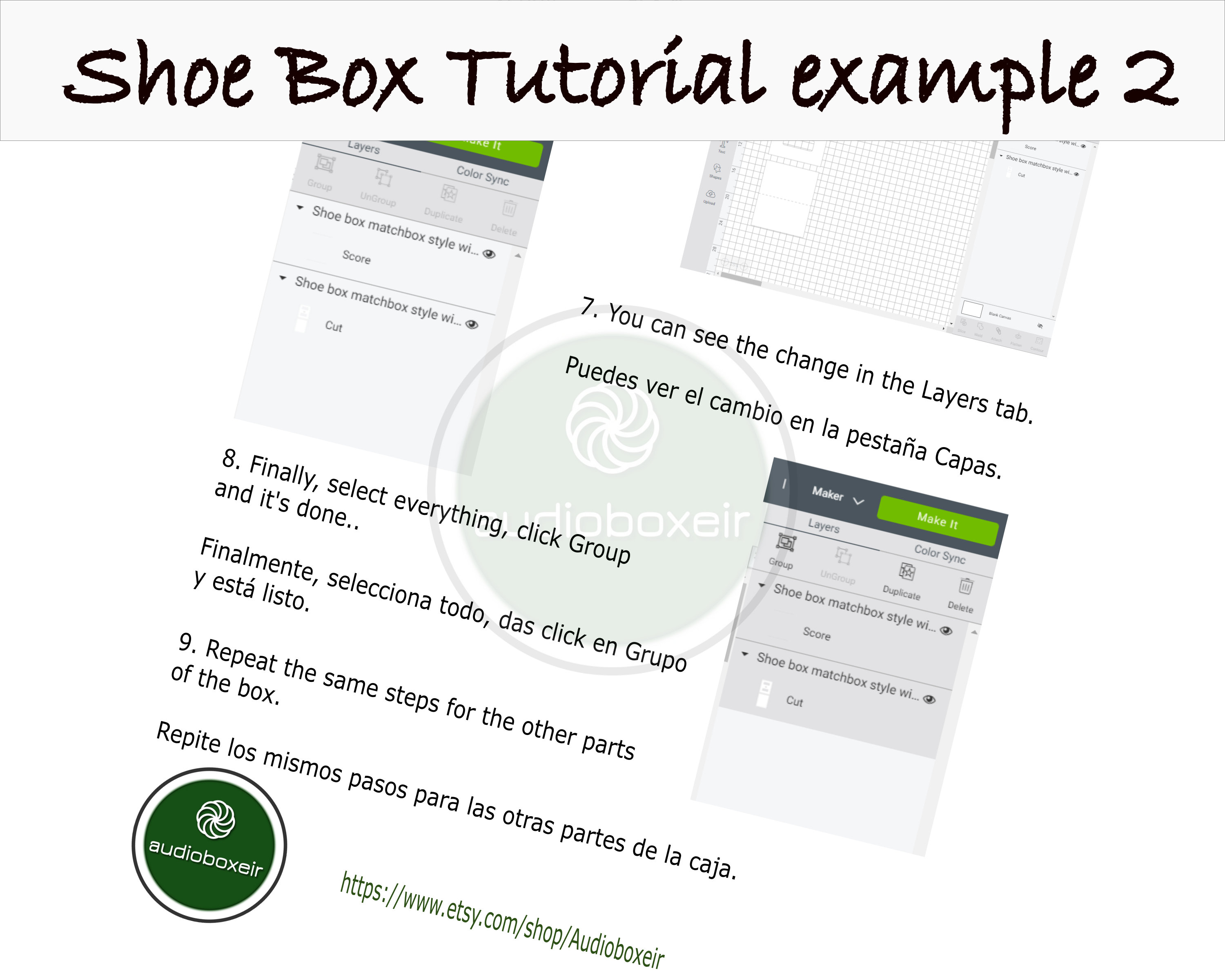 Template of Shoe Box With Sleeve (14"x8"x5") - Etsy
