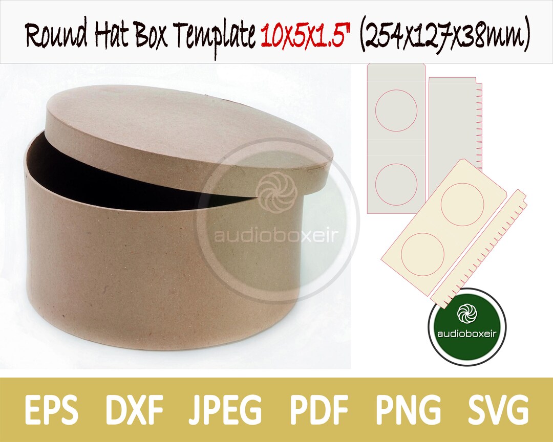 Template of Box for Round Hat (10"x5"x1.5") - Etsy