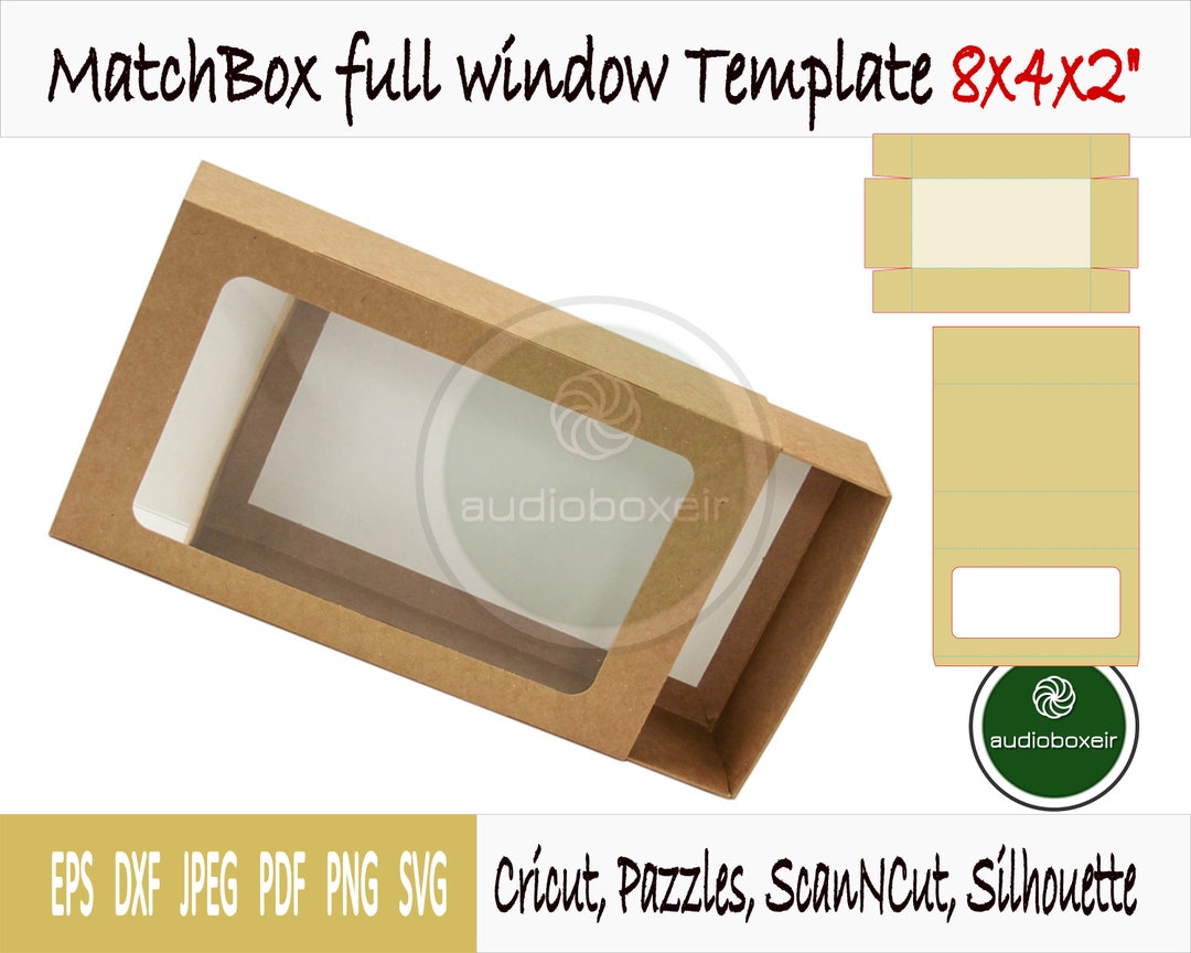 Template of Matchbox With Window (8"x4"x2") - Etsy