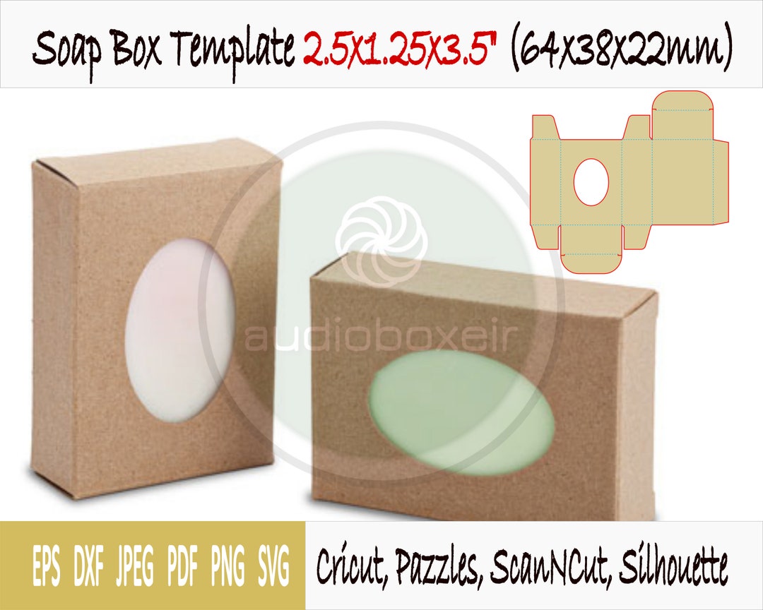 Template of Soap Box With Oval Window (2.5"x1.25"x3.5inch") - Etsy