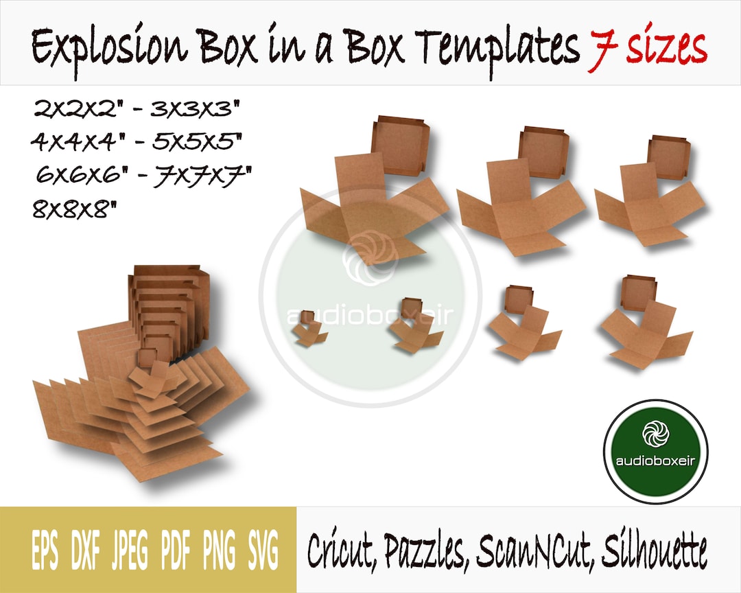 Templates of Explosion Box in a Box 7 Sizes - Etsy