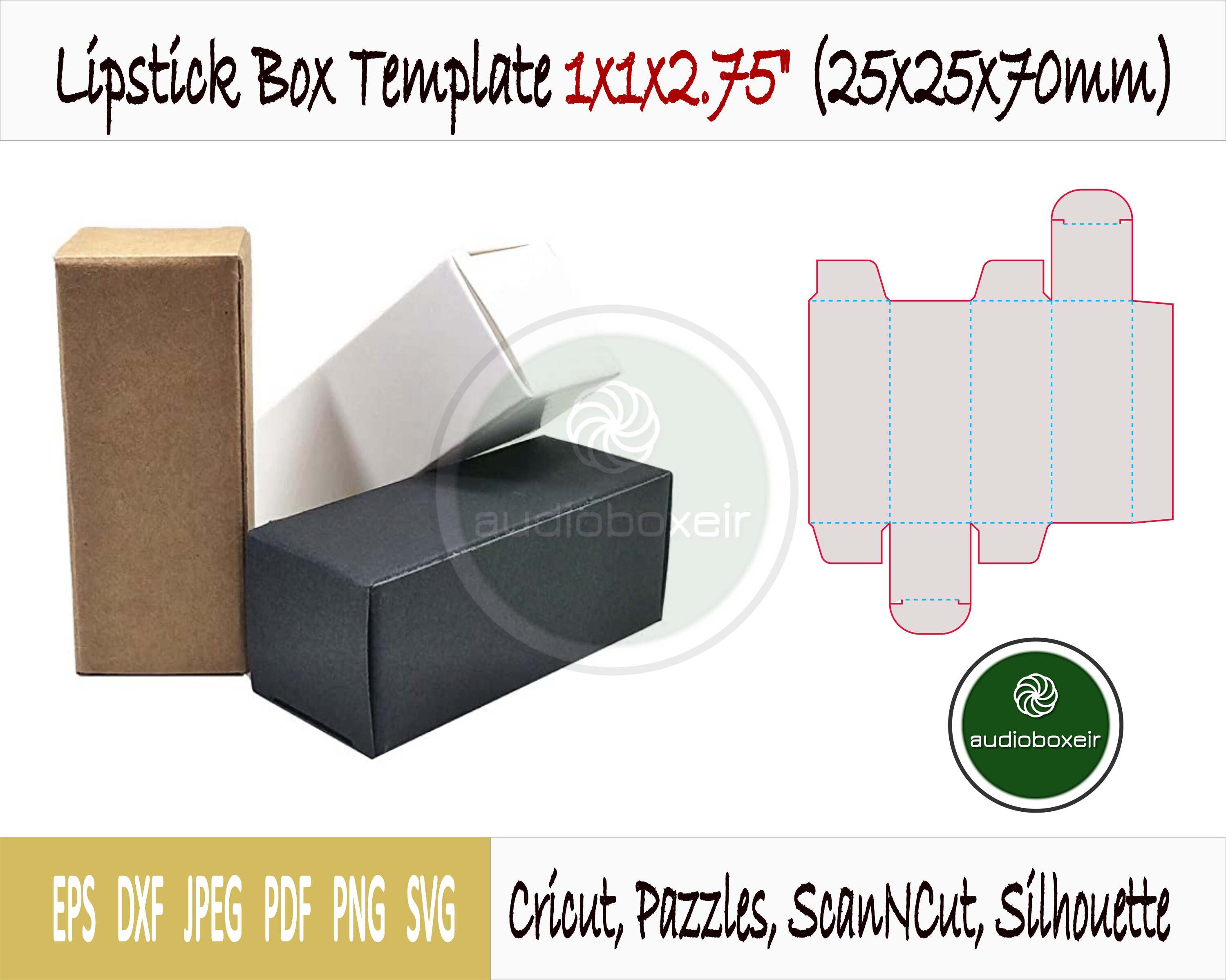 Template of Box for Lipstick 1x1x2.75 - Etsy