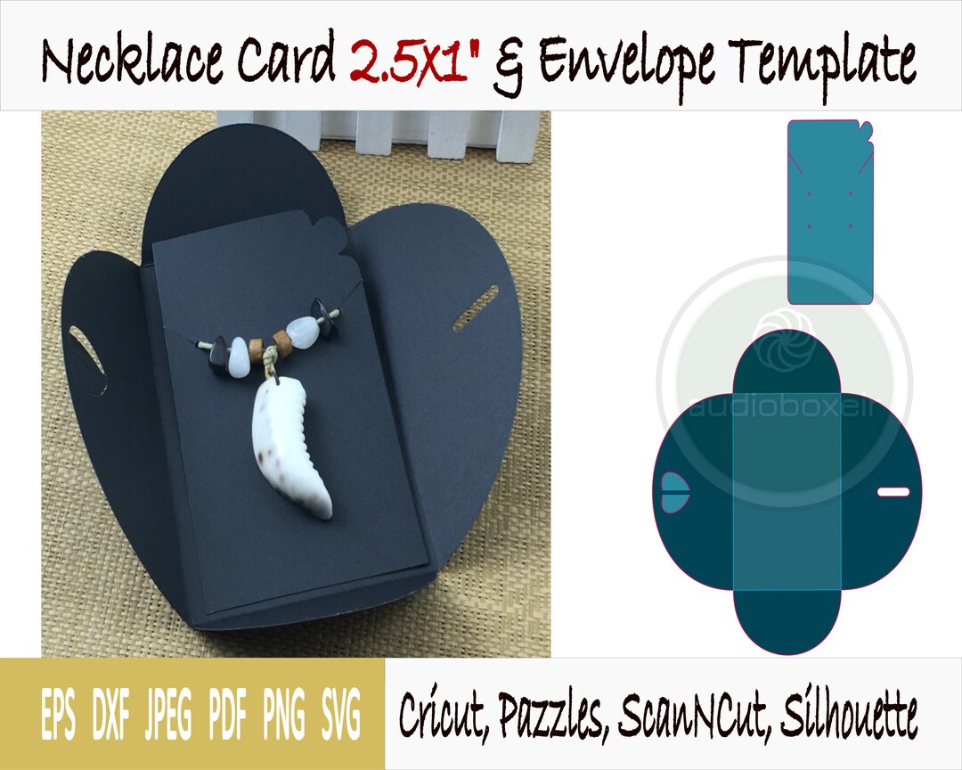 Template of Card for Necklace With Envelope (2.5"x1") #2 - Etsy
